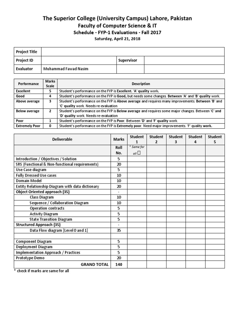 FYP-1 Evaluation Sheet | PDF | Use Case | Computing