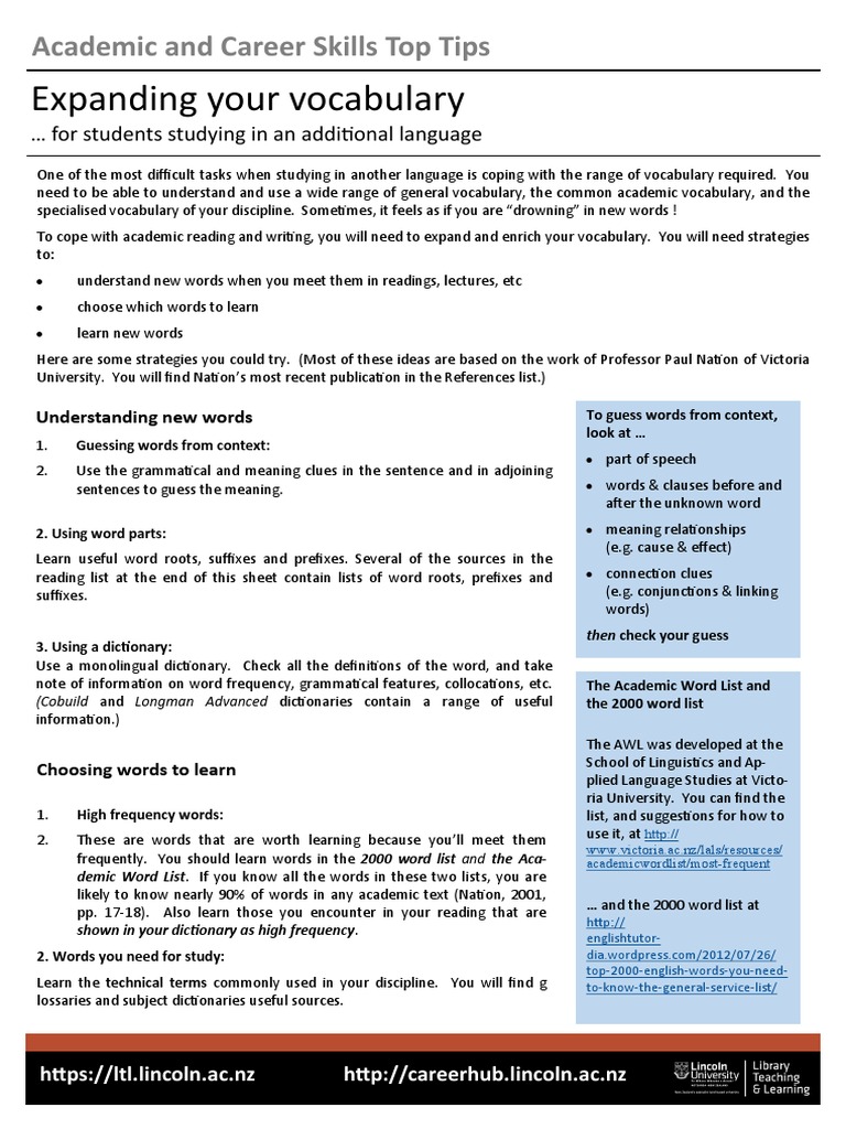 Expanding Your Vocabulary | PDF | Vocabulary | Word