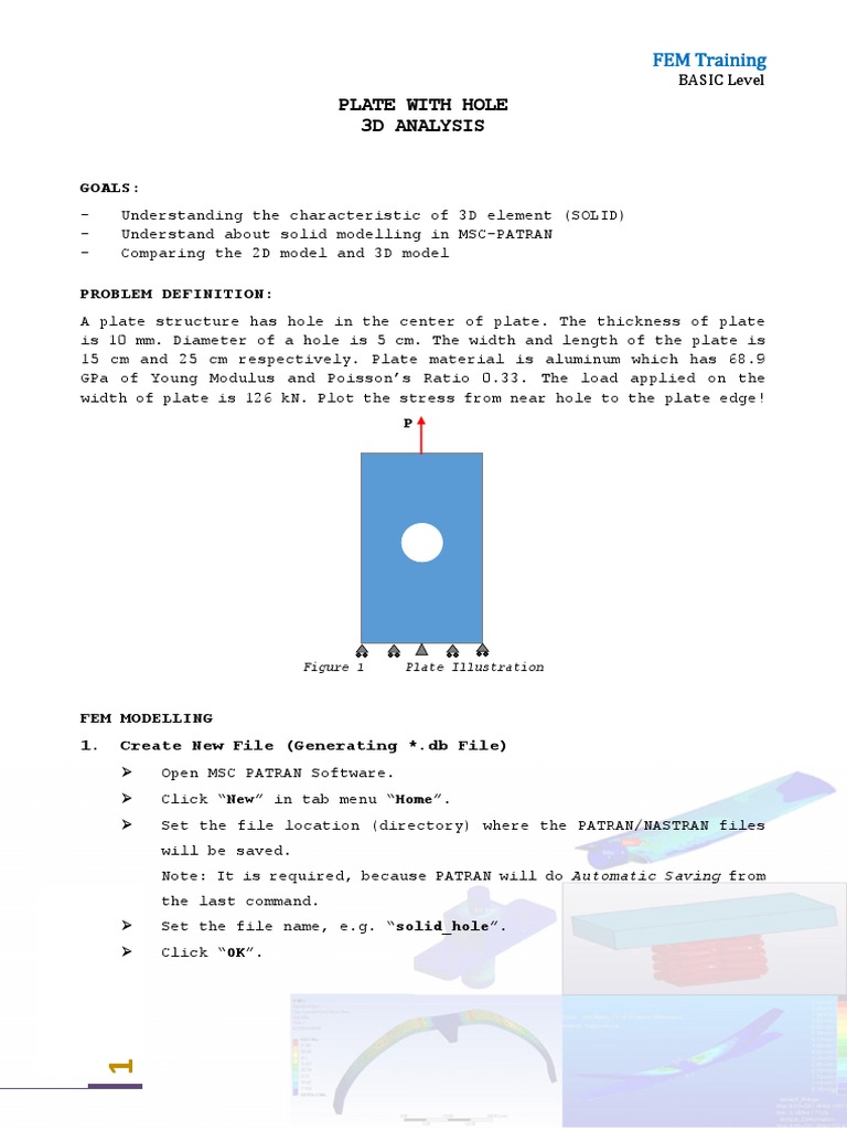 Plate With Hole 3D FEM Analysis | PDF | Finite Element Method | Elasticity (Physics)