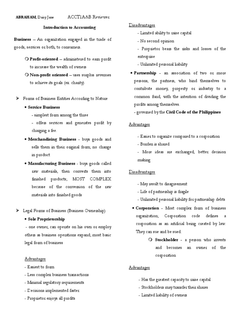 Accounting Reviewer | PDF | Accounting | Business