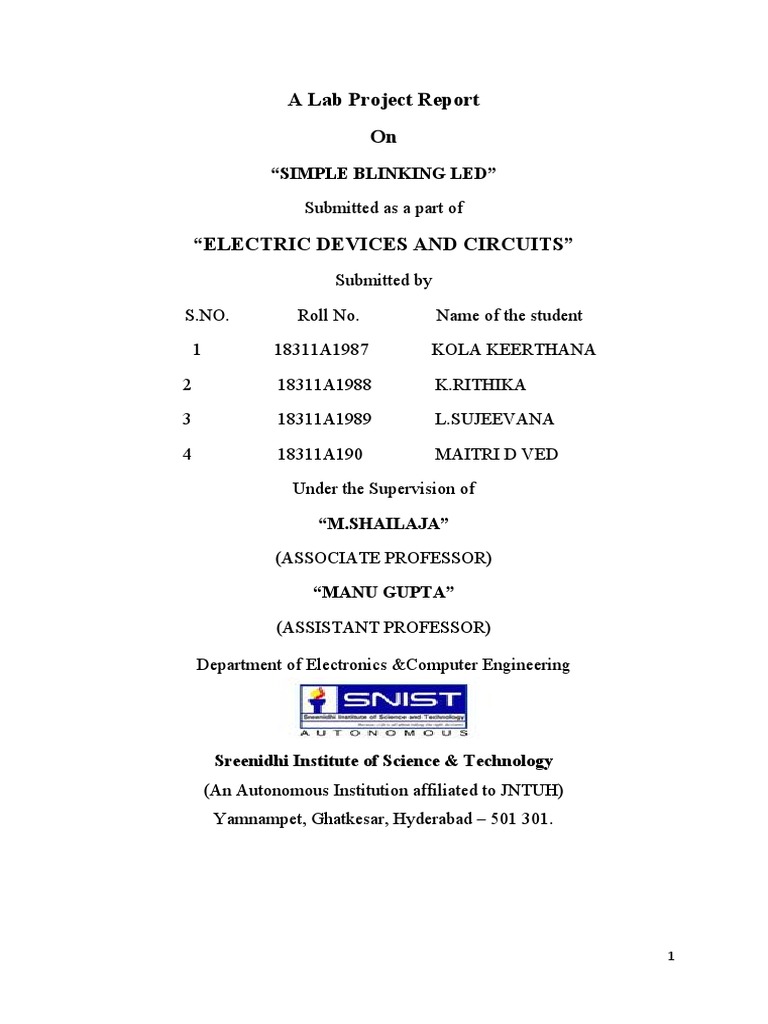 A Lab Project Report On: "Simple Blinking Led" | PDF | Electronic Circuits | Electronic Component