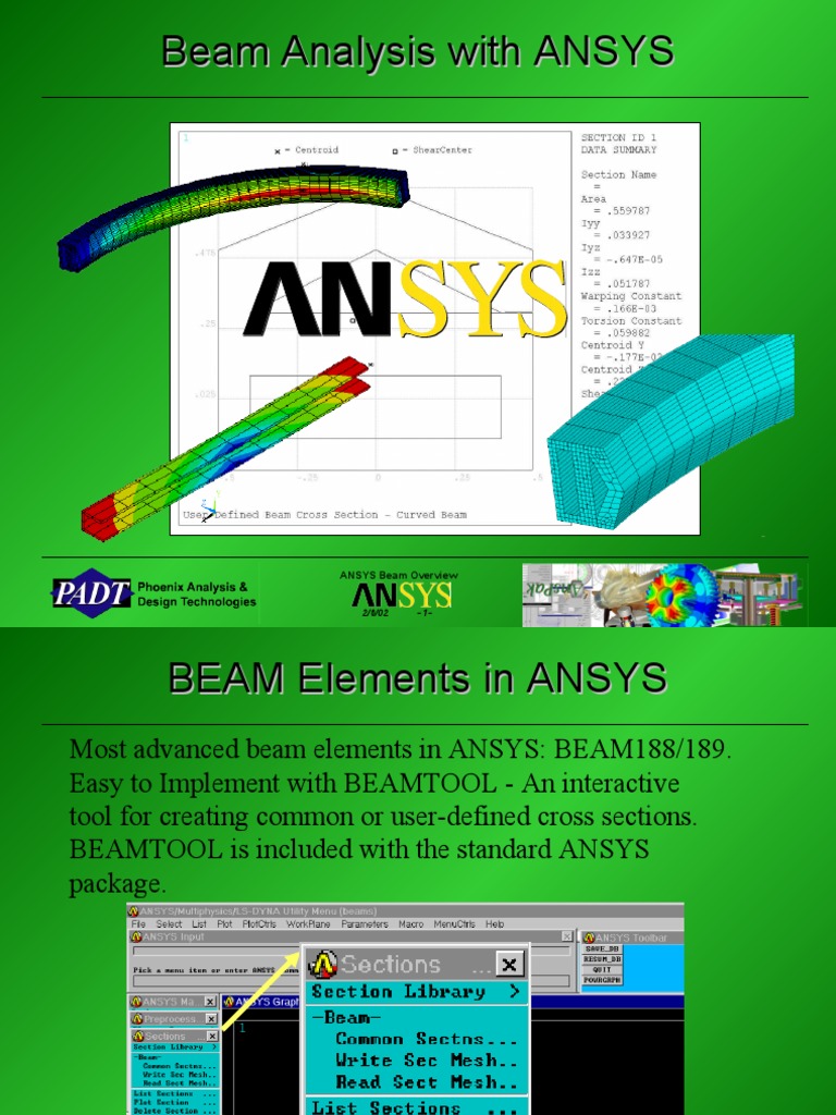 ANSYS Beam Analysis Overview Guide | PDF | Applied And ...