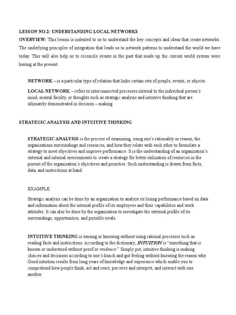 TNC Lesson 2 | PDF | Intuition | Strategic Management