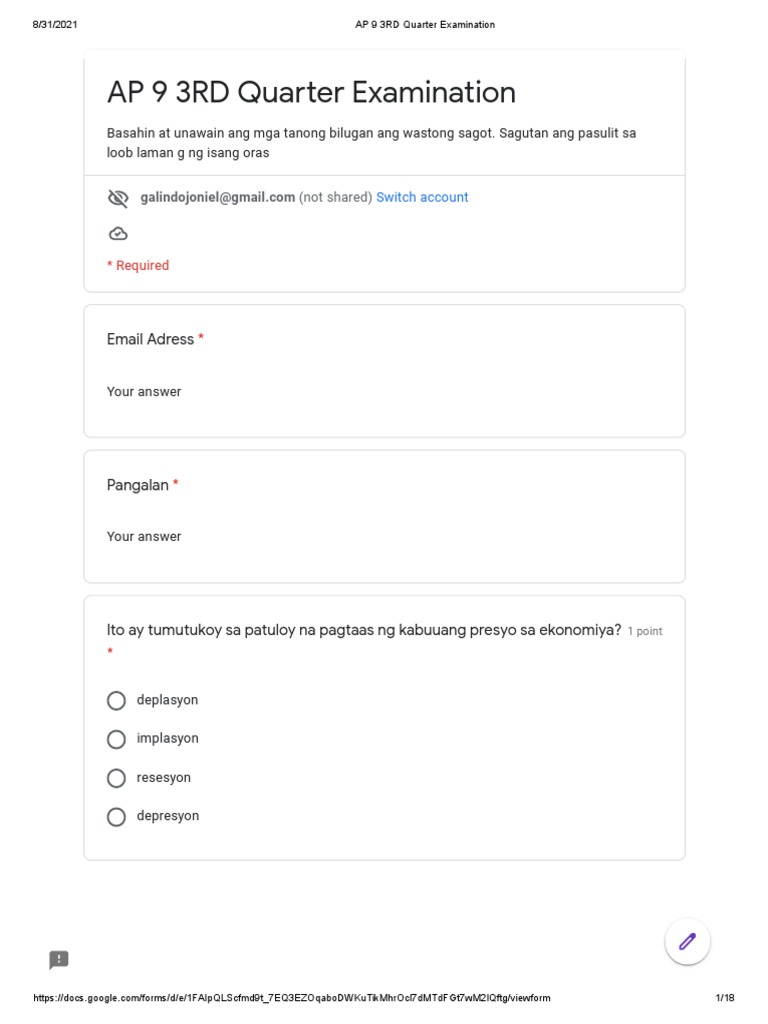 AP 9 3rd Quarterly Exam | PDF