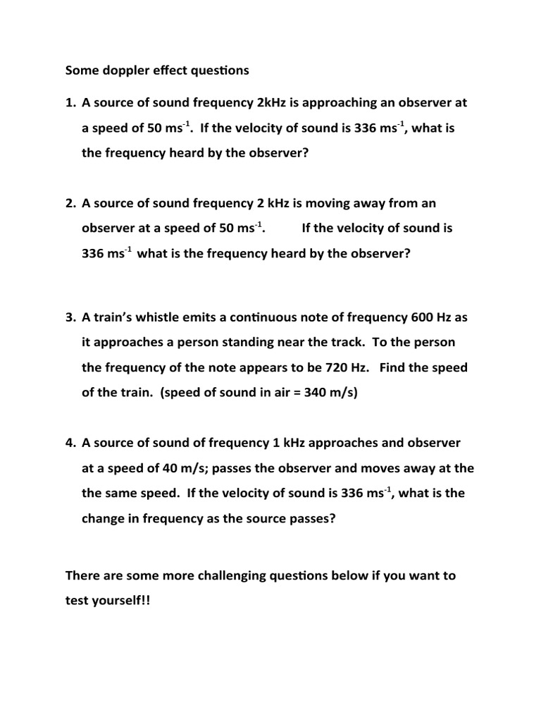 Doppler Effect Questions | PDF