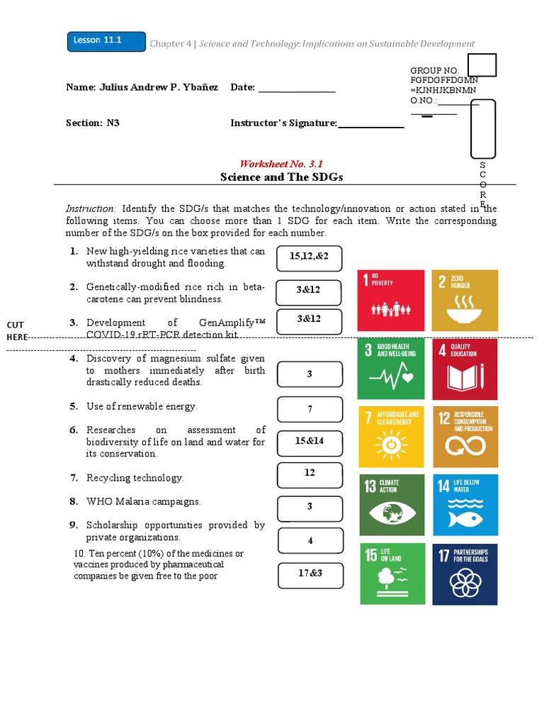 Activity Sheets For SDGs | PDF | Sustainability | Natural Environment