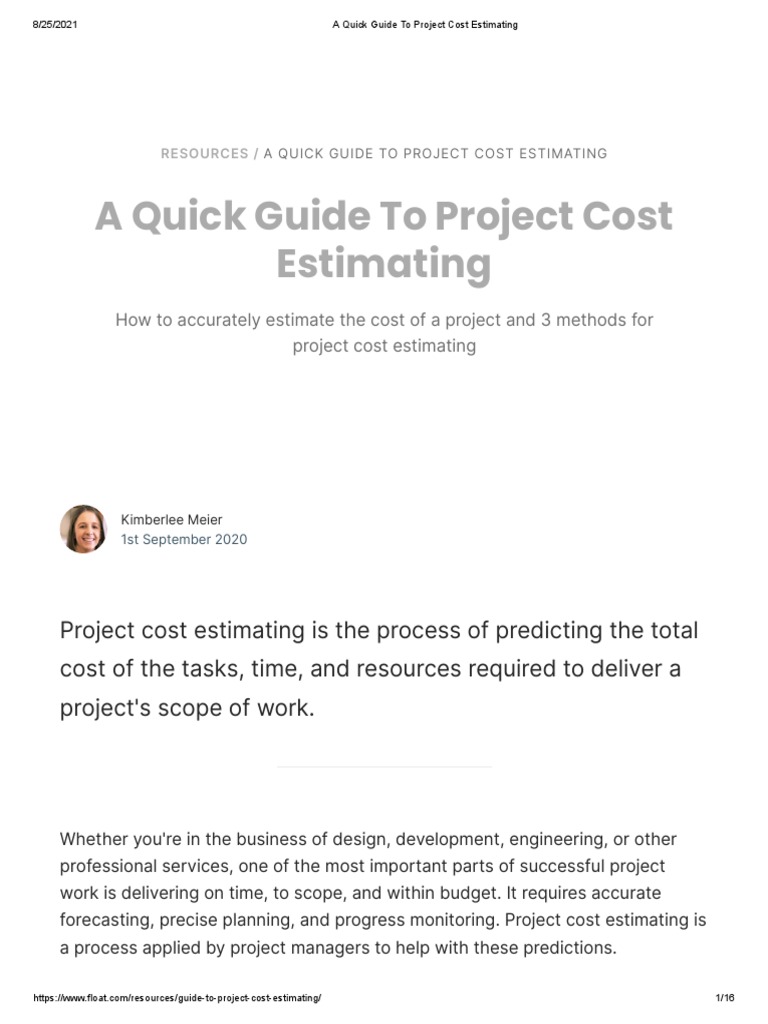 A Quick Guide To Project Cost Estimating | PDF | Budget | Mobile App