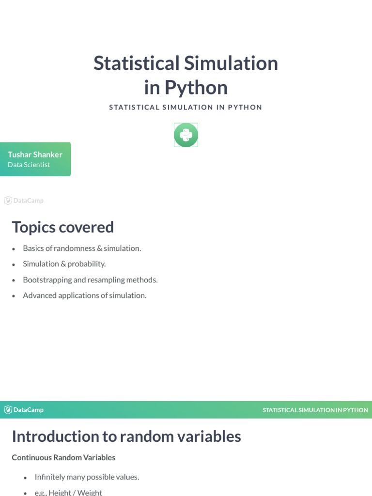 Slide - Python - Statistical Simulation in Python | PDF | Resampling ...