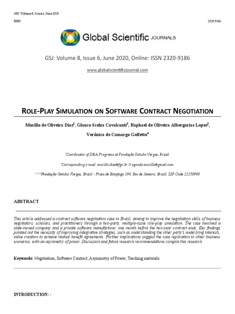 Software Contract Negotiation Simulation | PDF | Brazil | Negotiation