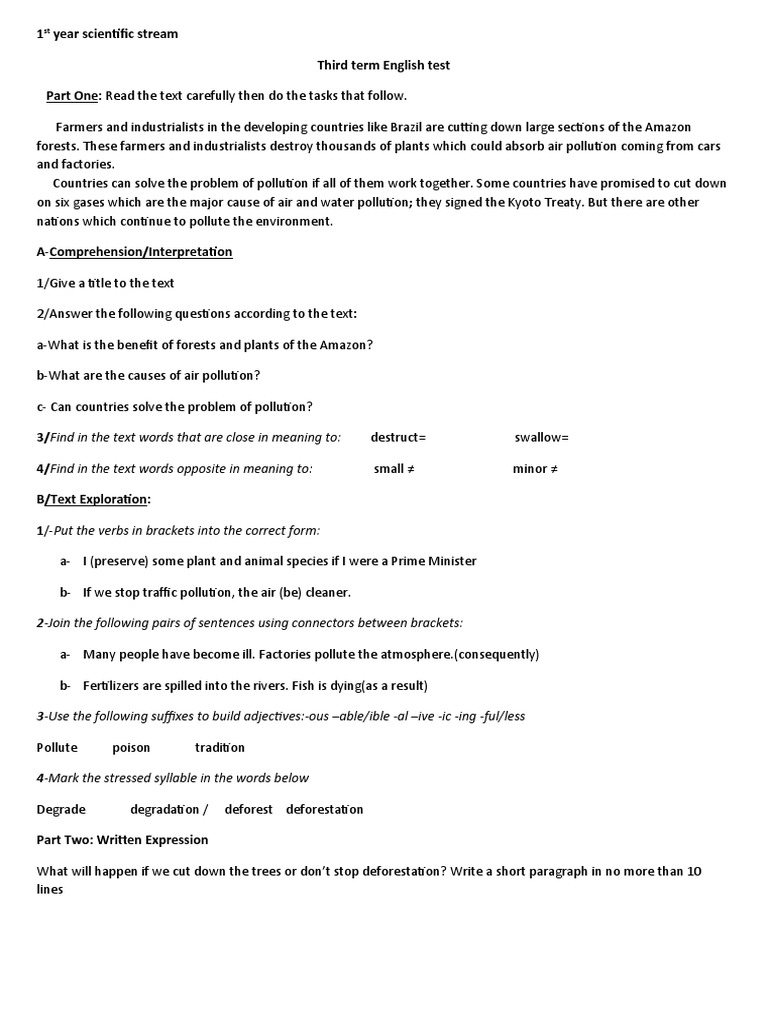 Back To Nature (Tests & Exams) | PDF | Air Pollution | Climate Change