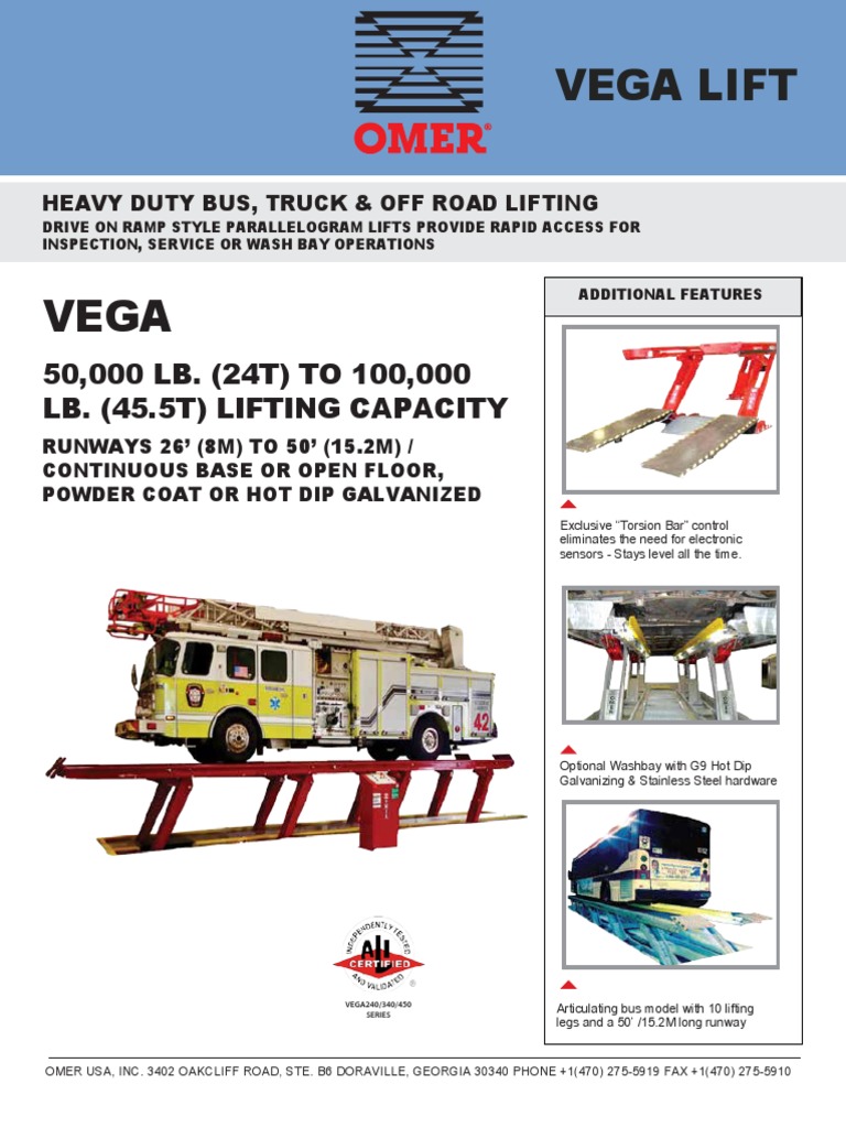 Vega Lift: 50,000 LB. (24T) TO 100,000 Lb. (45.5T) Lifting Capacity ...