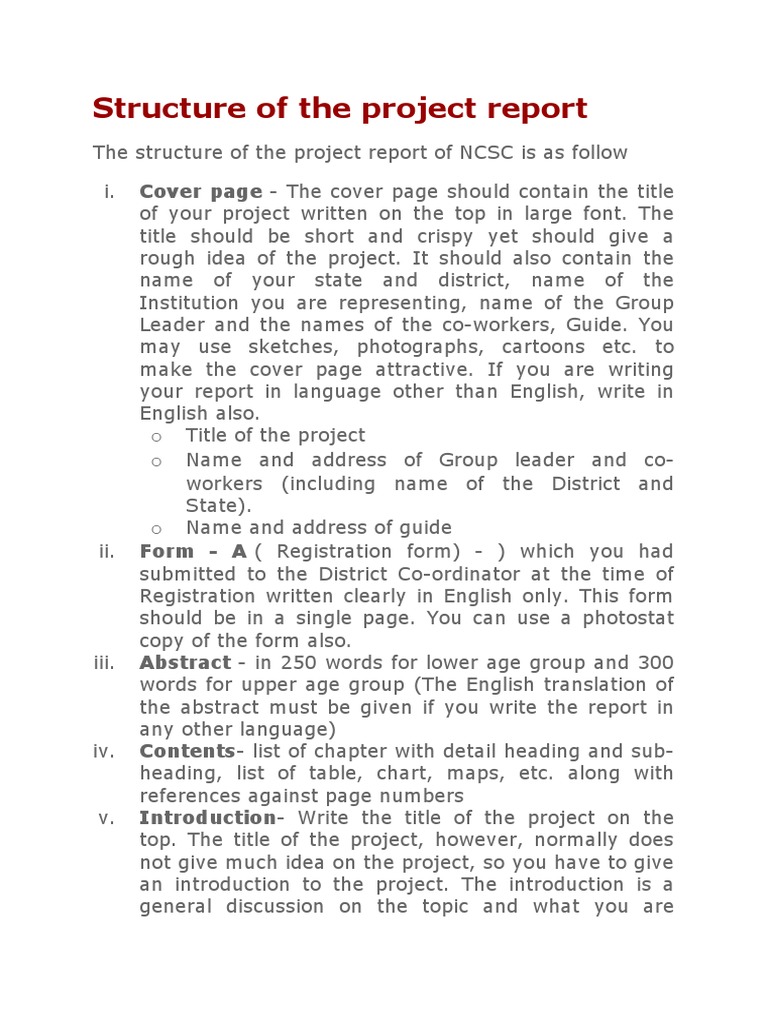 Structure of The Project Report | PDF | Experiment | Scientific Method