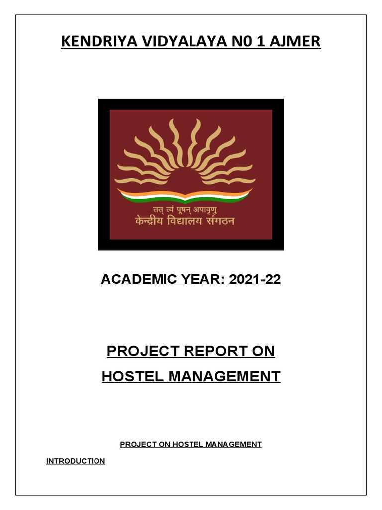Kendriya Vidyalaya N0 1 Ajmer: Project Report On Hostel Management | Download Free PDF ...
