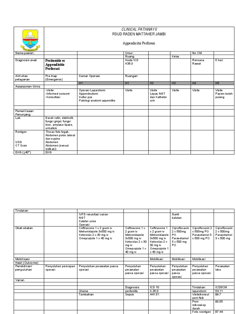 Clinical Pathway Peritonitis Ec App Perforasi | PDF