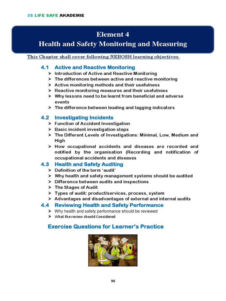 ELEMENT 4 Health and Safety Monitoring and Measuring1 | PDF ...