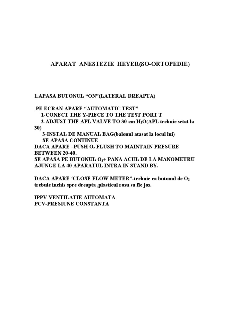 Aparat Anestezie Heyer | PDF