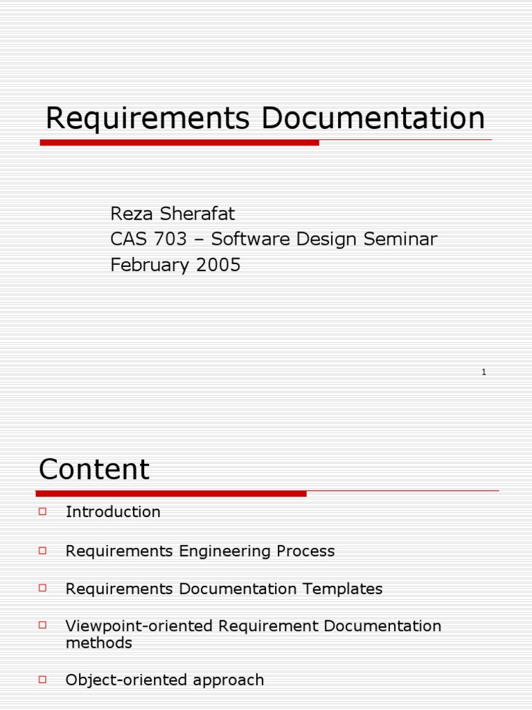 Requirements Documentation: Reza Sherafat CAS 703 - Software Design ...