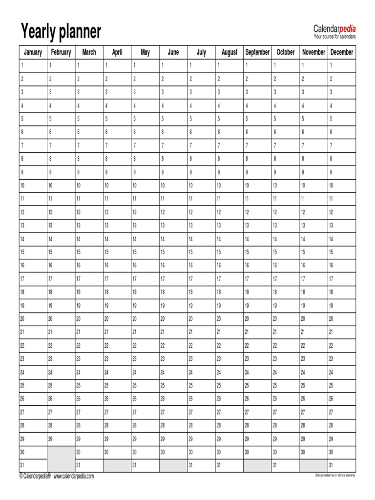 Yearly Planner Landscape | PDF