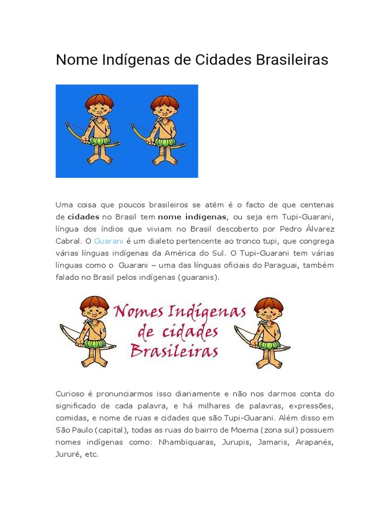 Nome Indígenas de Cidades Brasileiras | PDF