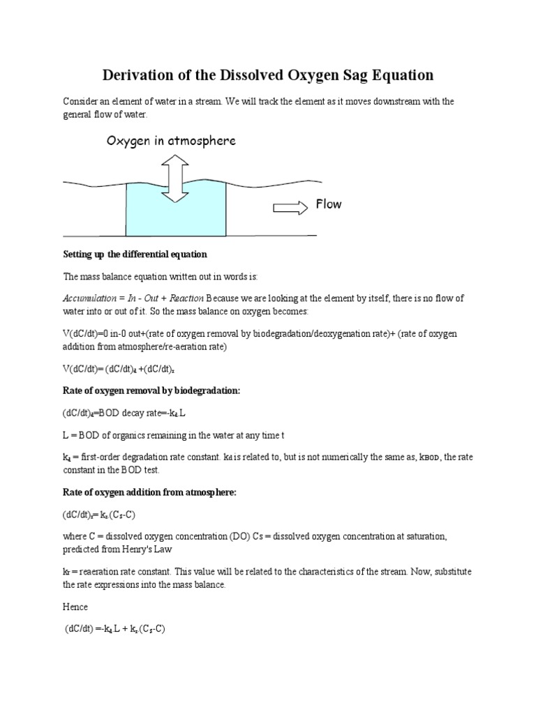 DO Sag Equation Derivation | PDF | Physical Sciences | Chemistry