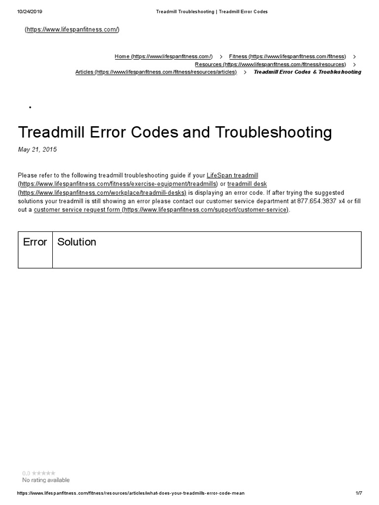 Treadmill Troubleshooting - Treadmill Error Codes | PDF | Troubleshooting | Belt (Mechanical)