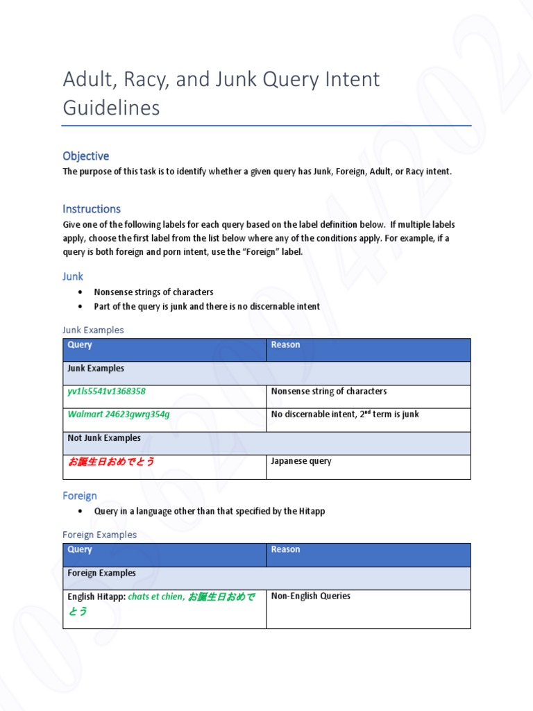 AdultRacyJunk Query Labeling Guidelines 2020-08-04 | PDF | Nudity ...