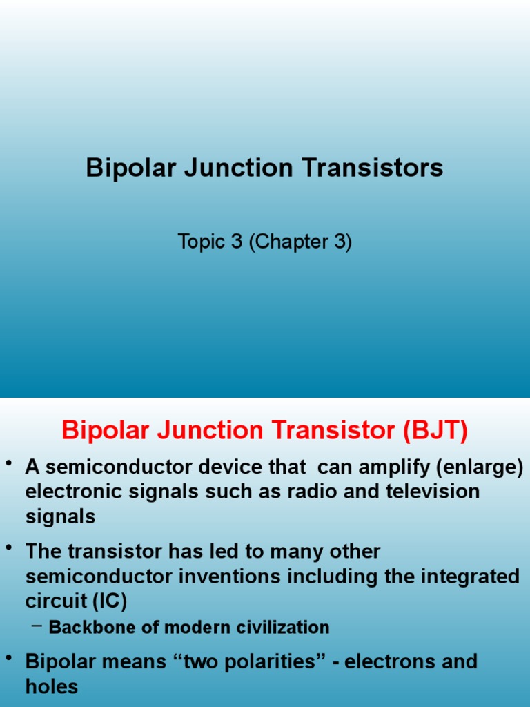 Bipolar Junction Transistors: Topic 3 (Chapter 3) | PDF | Bipolar ...