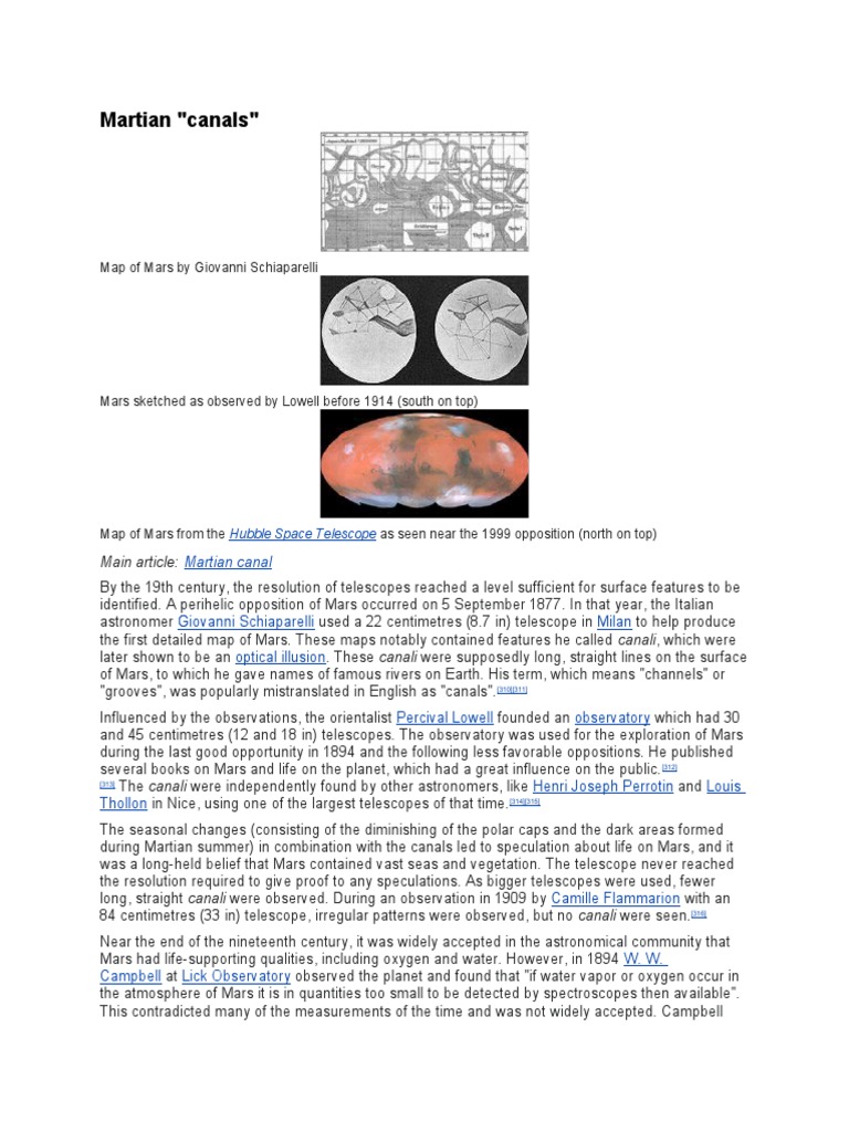 Martian "Canals": Map of Mars by Giovanni Schiaparelli | PDF | Mars ...