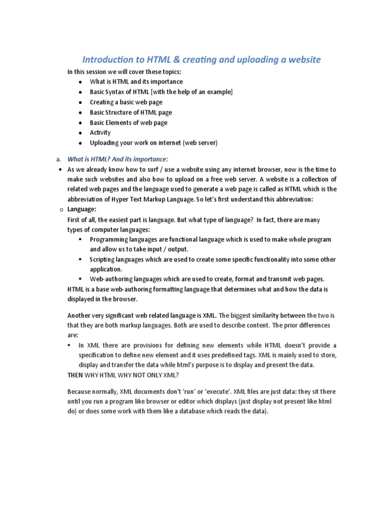 Introduction To HTML | PDF | Html Element | Html