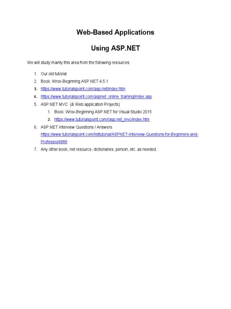 Web Applications Using Asp Net Basics Pdf Dynamic Web Page World Wide Web