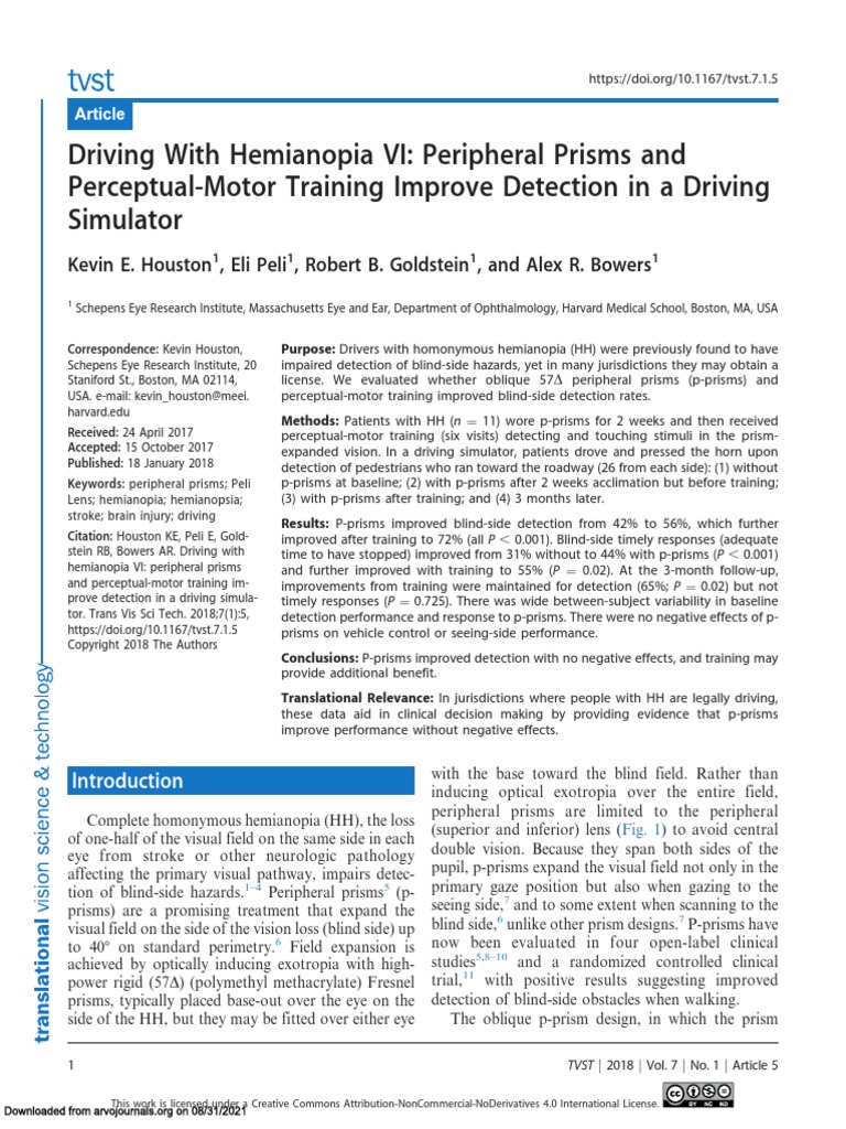 Driving With Hemianopia VI: Peripheral Prisms and Perceptual-Motor ...