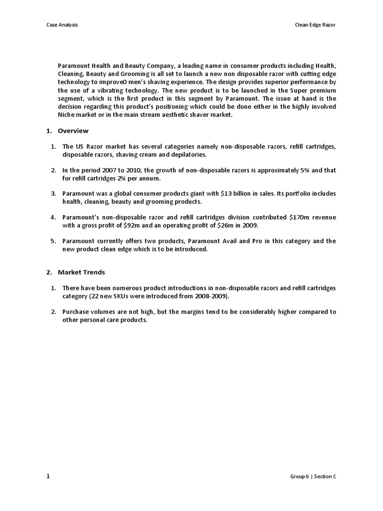 Clean Edge Razor Launch Strategy | PDF | Business | Finance & Money ...