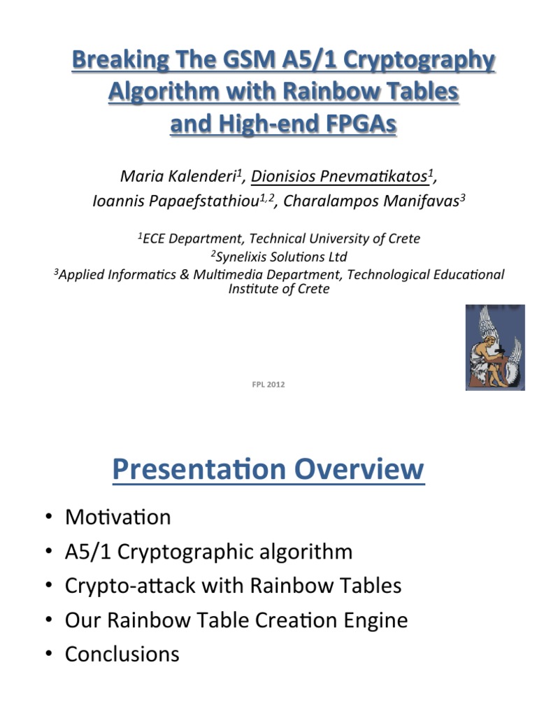 Breaking The GSM A5/1 Cryptography Algorithm With Rainbow Tables and High - End Fpgas | PDF ...