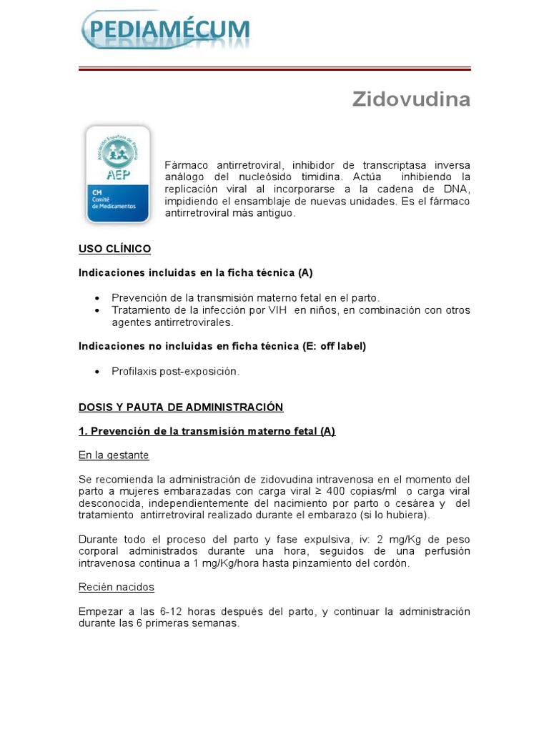 Zidovudina | PDF | Tratamientos médicos | Cuidado de la salud