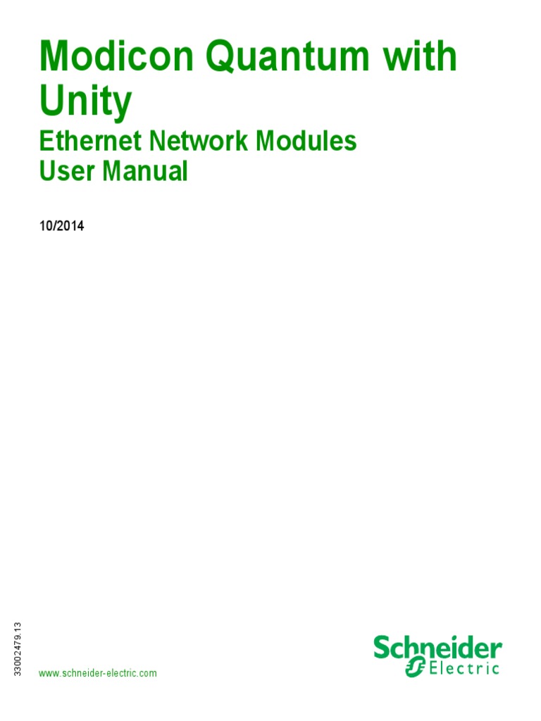 Modicon Quantum With Unity: Ethernet Network Modules User Manual | PDF ...