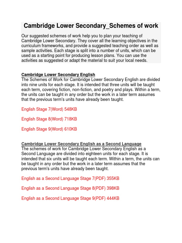 Lower Secondary - Schemes of Work | PDF | Science | Mathematics