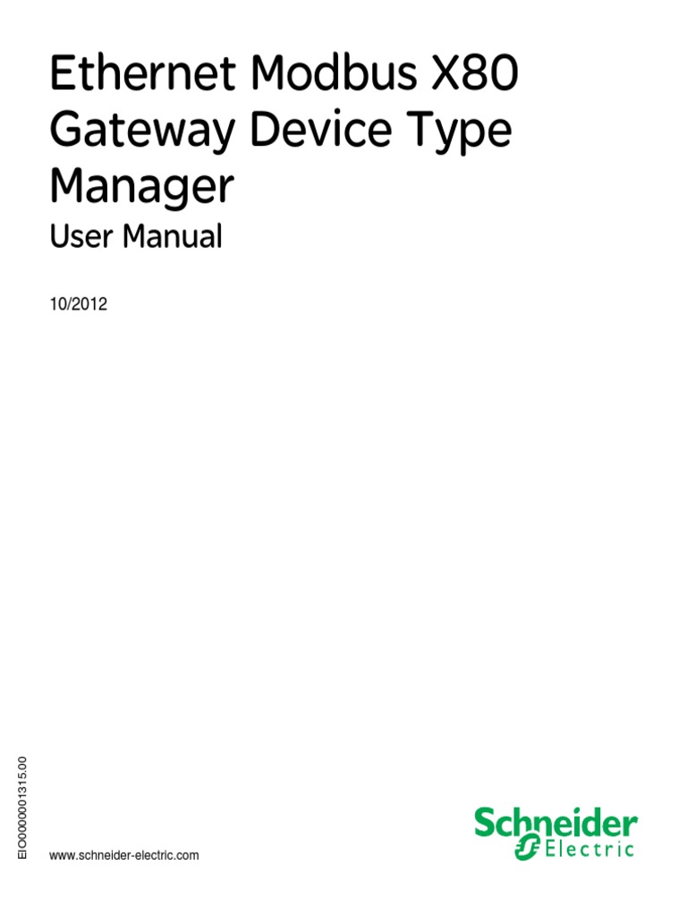Ethernet Modbus X80 Gateway Device Type Manager: User Manual | PDF | Computer Network | Internet ...