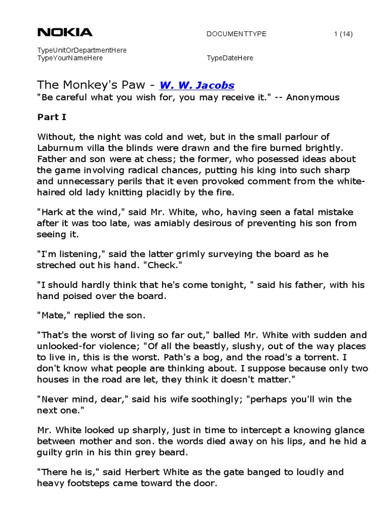 The Monkey's Paw | PDF