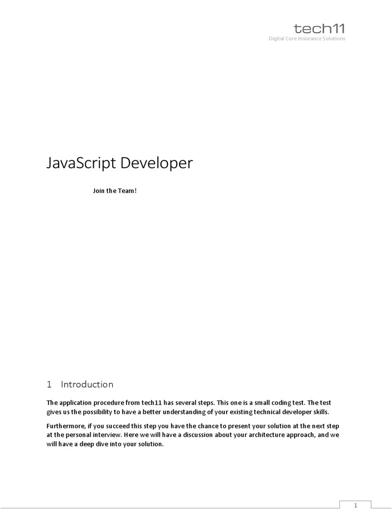 Tech11 - JavaScript Developer - Test | PDF | Java Script | Json