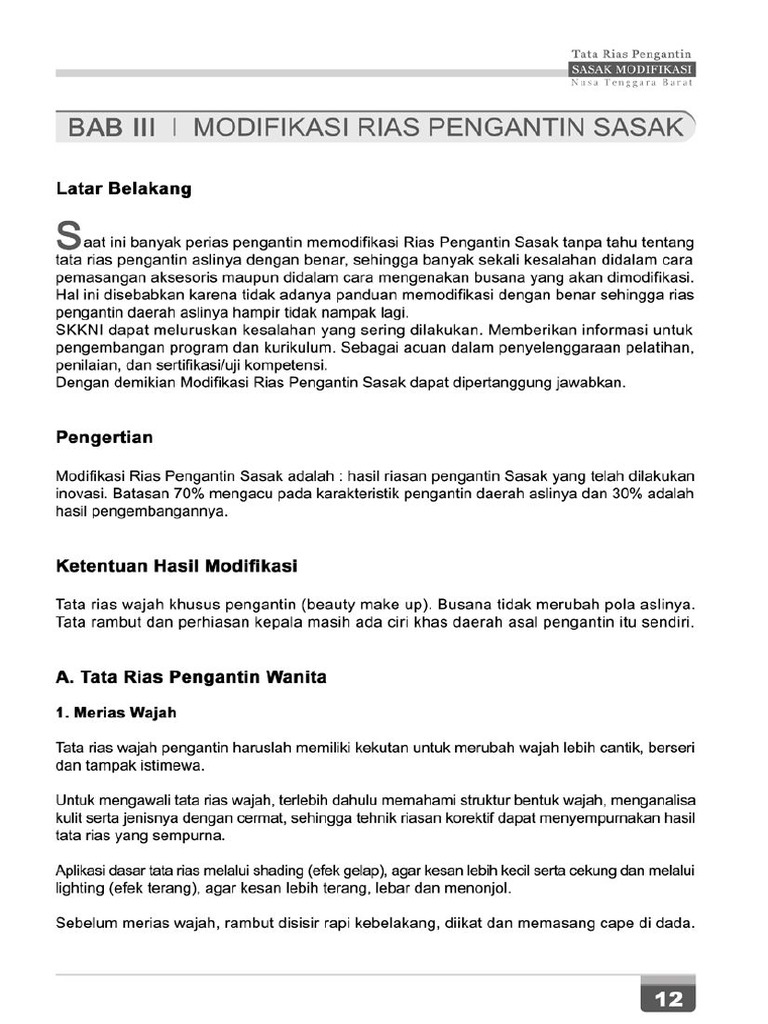 Modul Tata Rias Pengantin Sasak Modifikasi | PDF