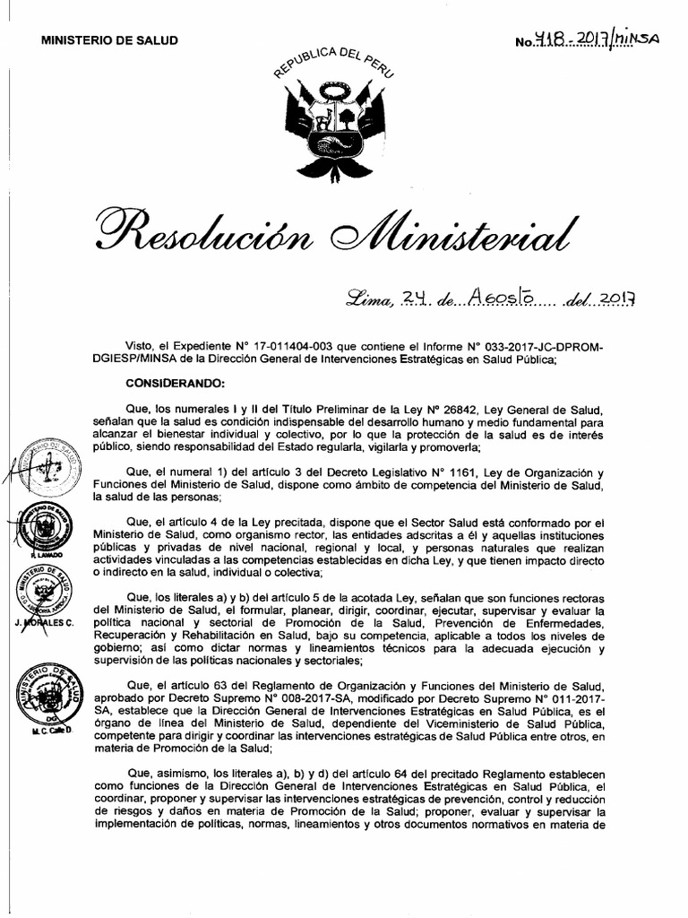 RM 718-2017-Minsa | PDF