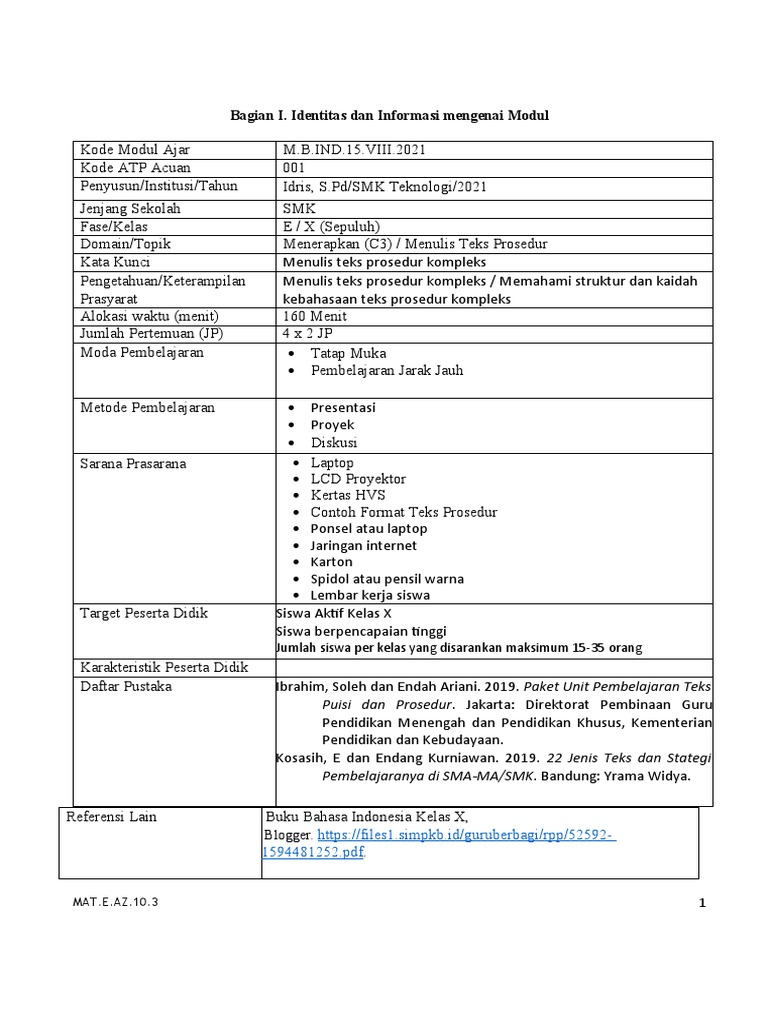 Draf Modul Ajar | PDF
