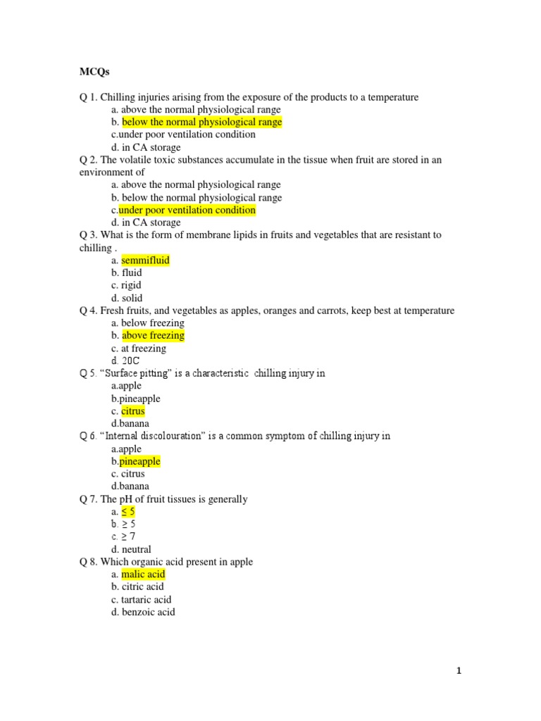 MCQs Food & Technology | PDF | Milk | Drink