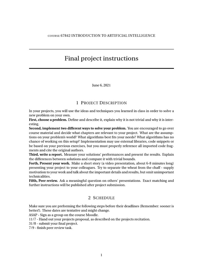 AI Final Project Instruction | PDF | Algorithms | Computer Programming