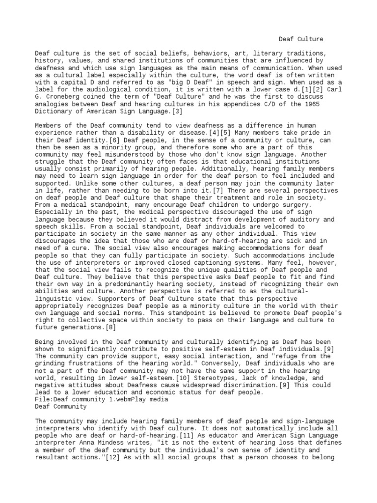 Deaf Culture 101 | PDF | Human Communication | Hearing Loss