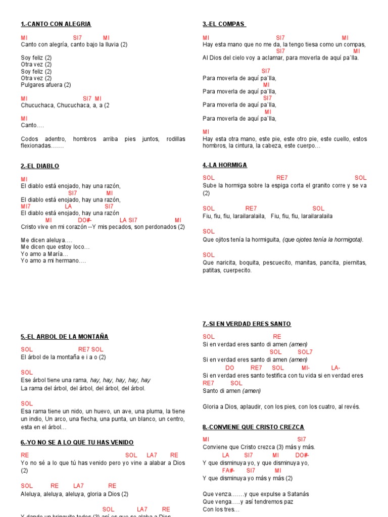 Cantos De Animacion Con Notas Pdf