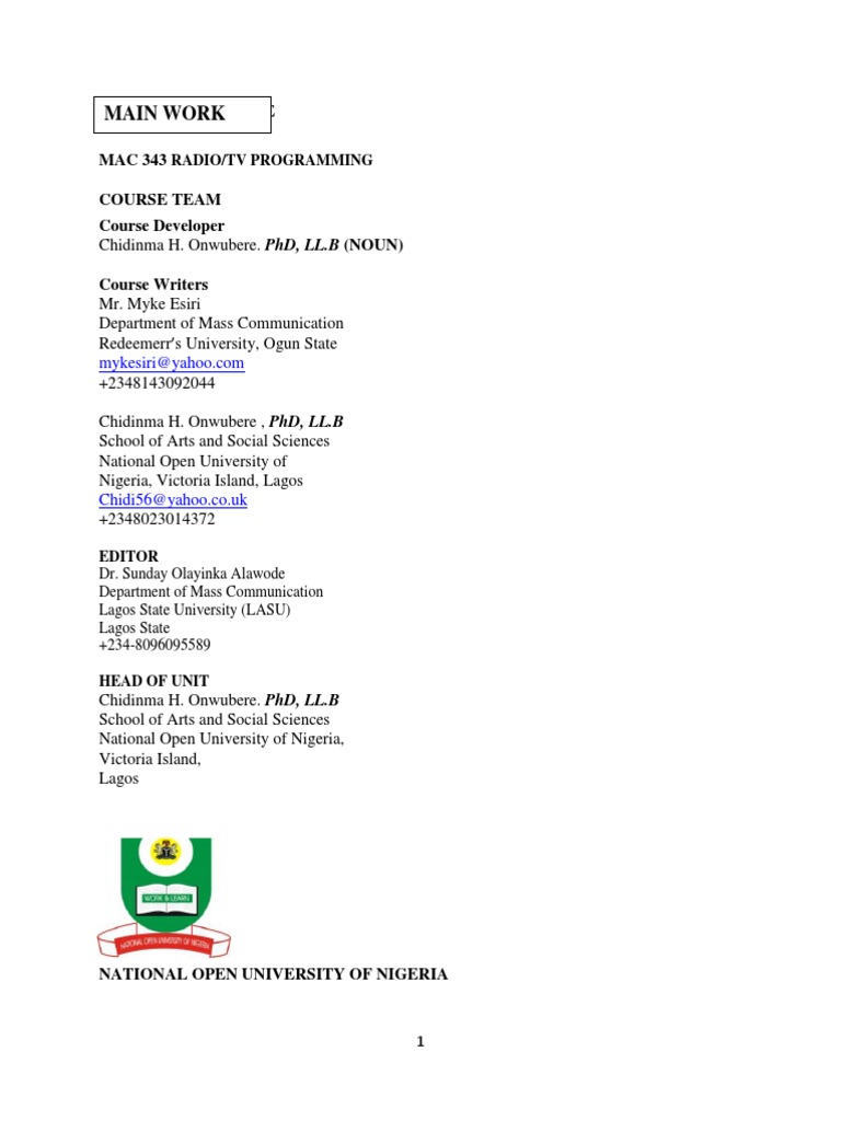 MAC343 RADIO and TV PROGRAMMING | PDF | Television | Broadcasting