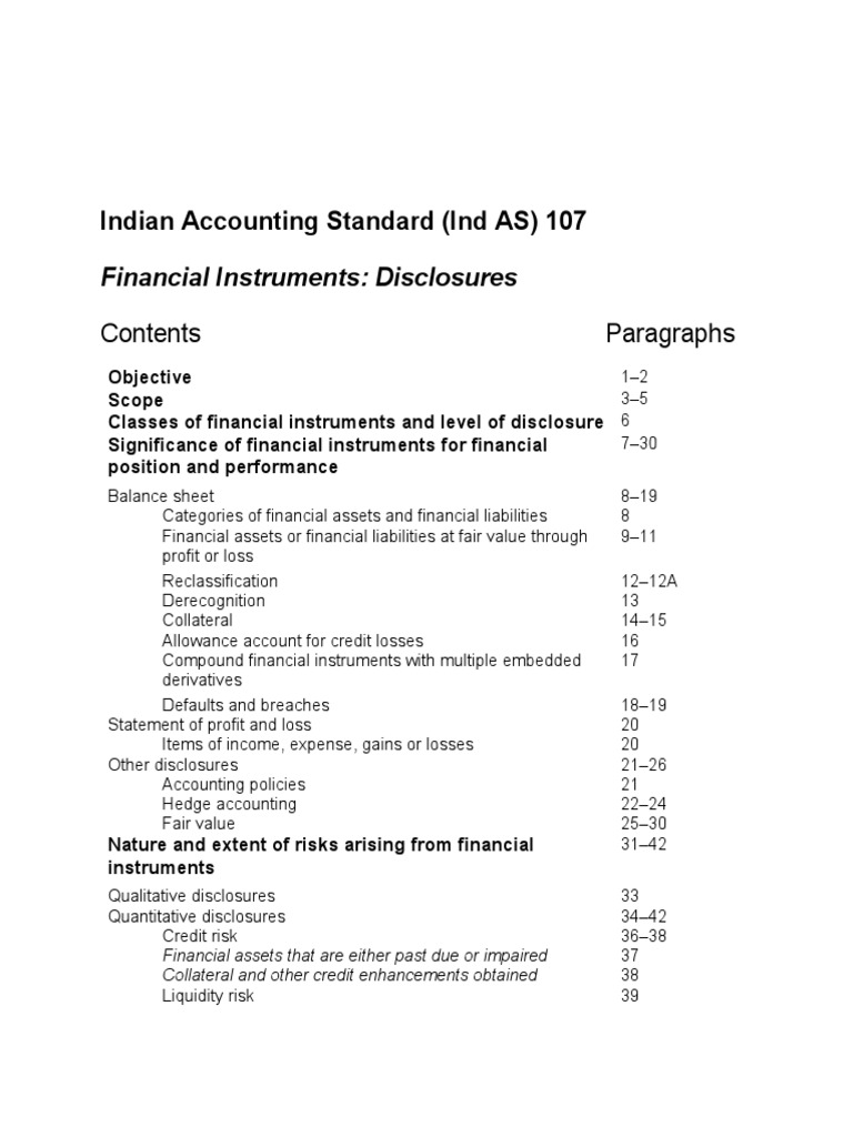 Indian Accounting Standard (Ind AS) 107: Financial Instruments ...