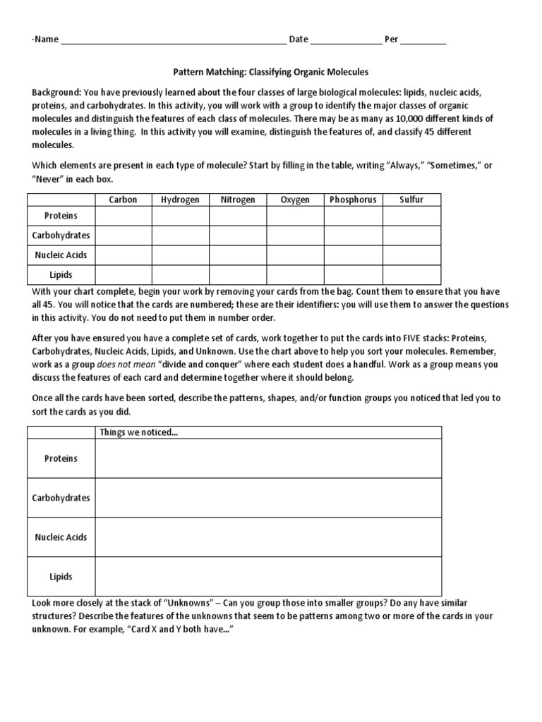 Pattern Matching: Classifying Organic Molecules | PDF | Nucleotides ...