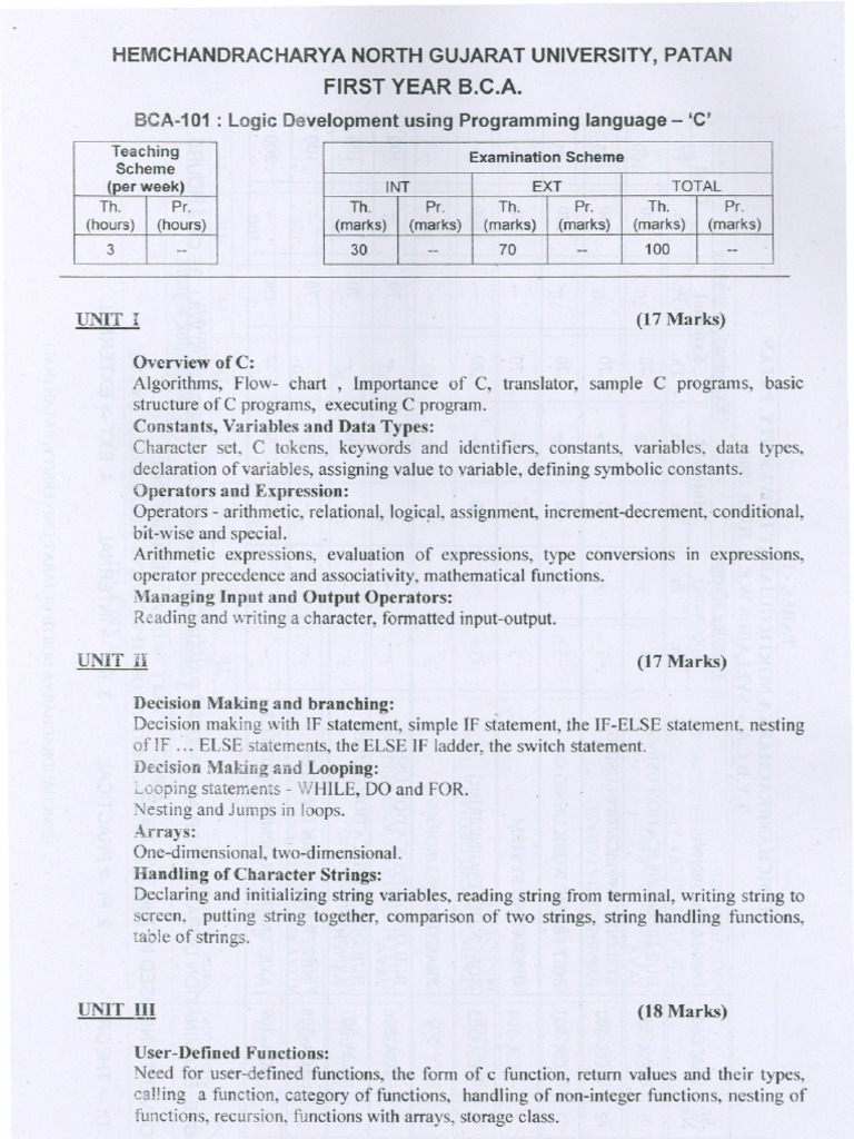 Bca 101 | PDF | C (Programming Language) | Pointer (Computer Programming)
